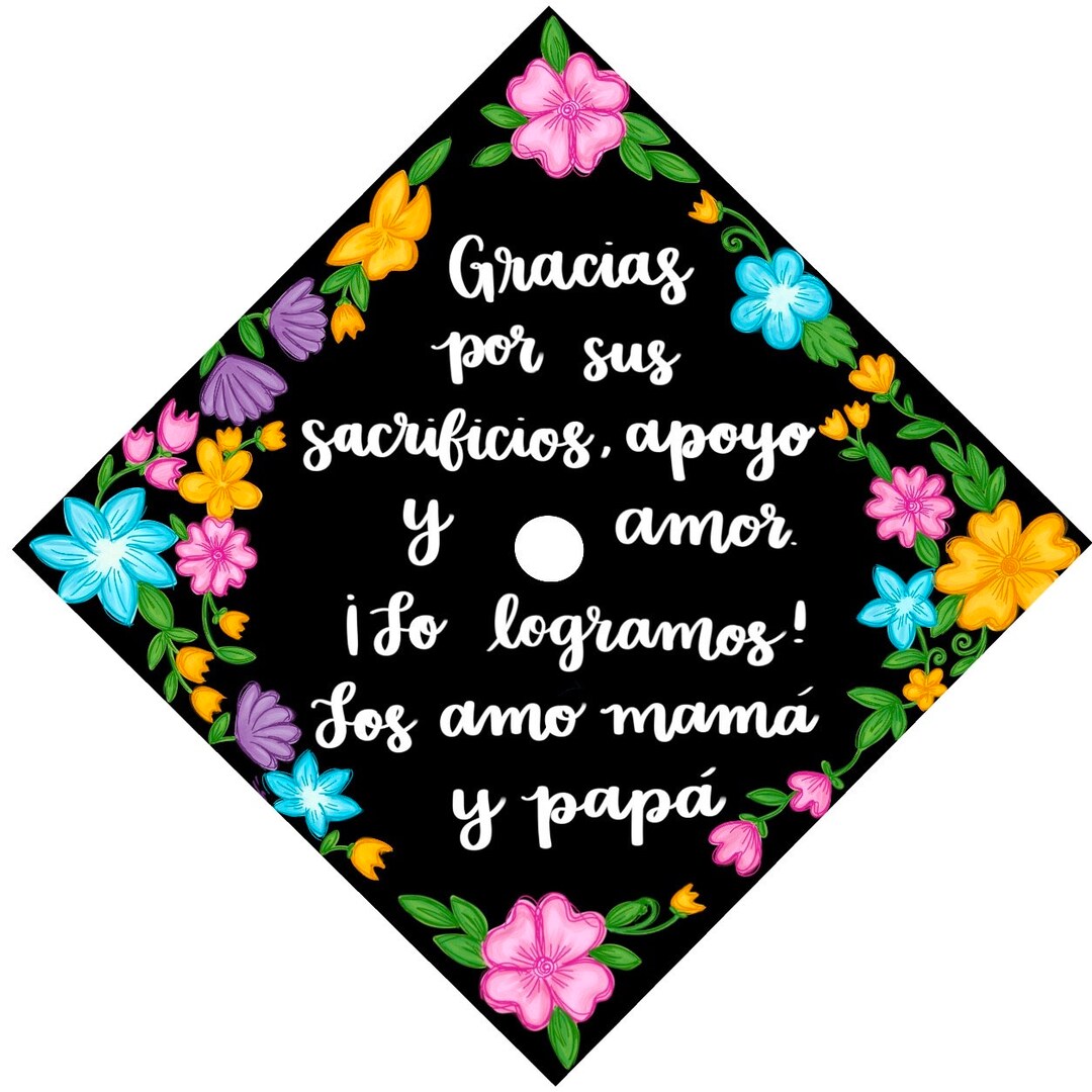 Floral Graduation Cap Spanish Printed Topper - Etsy