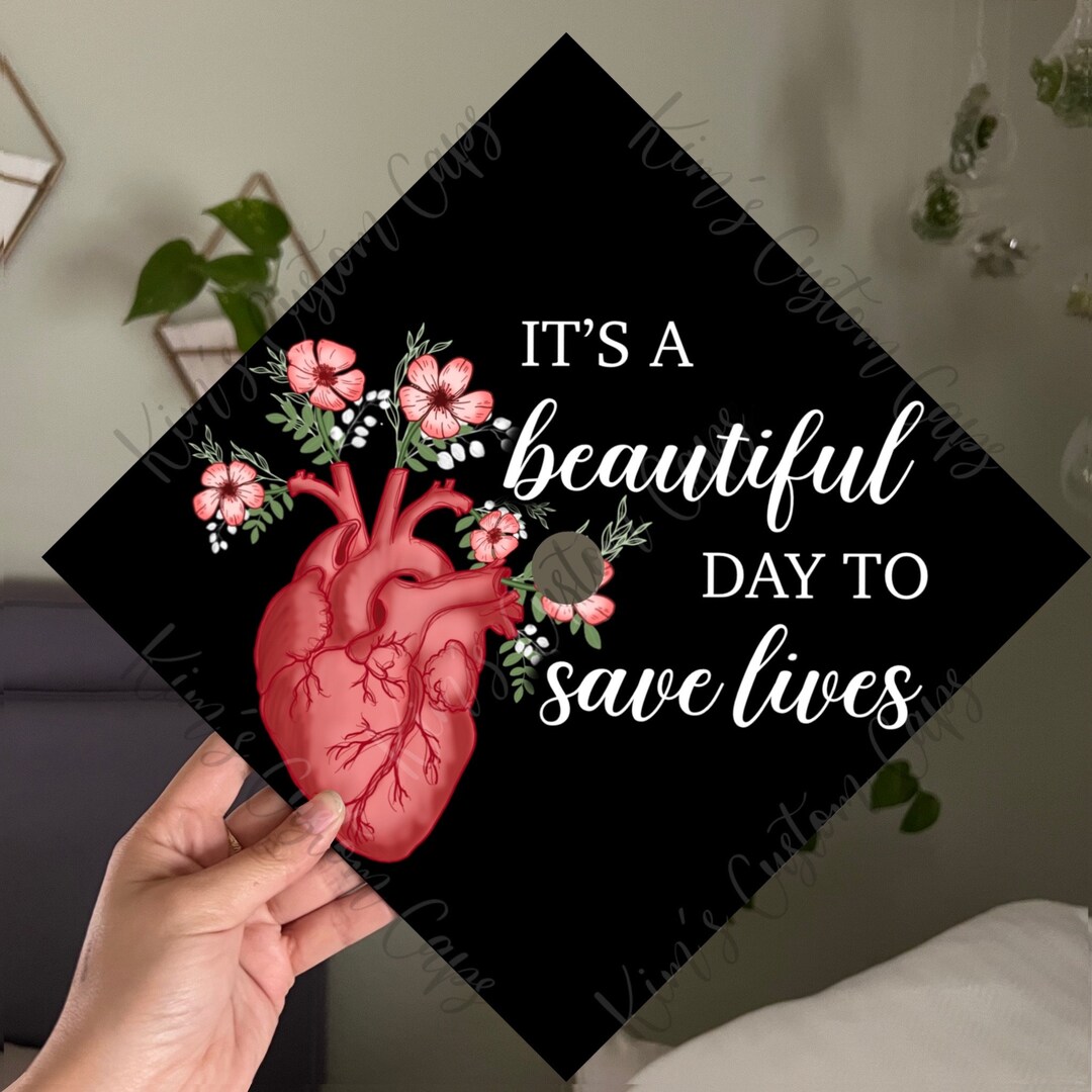 Nurse Nursing Medical Doctor Anatomical Heart Graduation Cap Printed ...