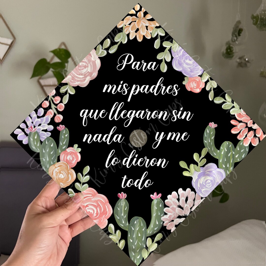 Floral Graduation Cap Spanish Printed Cap Topper - Etsy