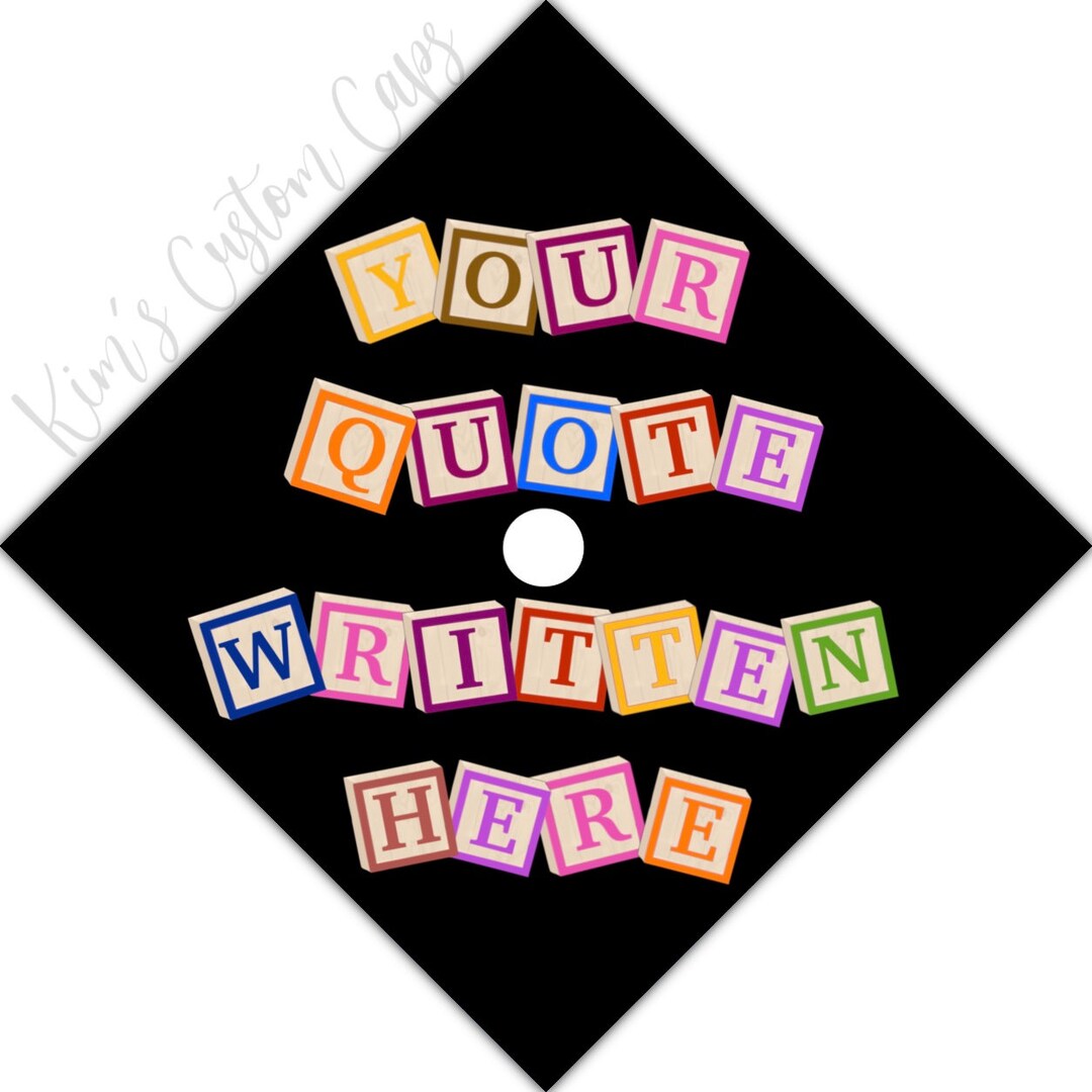 Teacher Letter Blocks Printed Graduation Cap Custom Quote Cap Topper ...