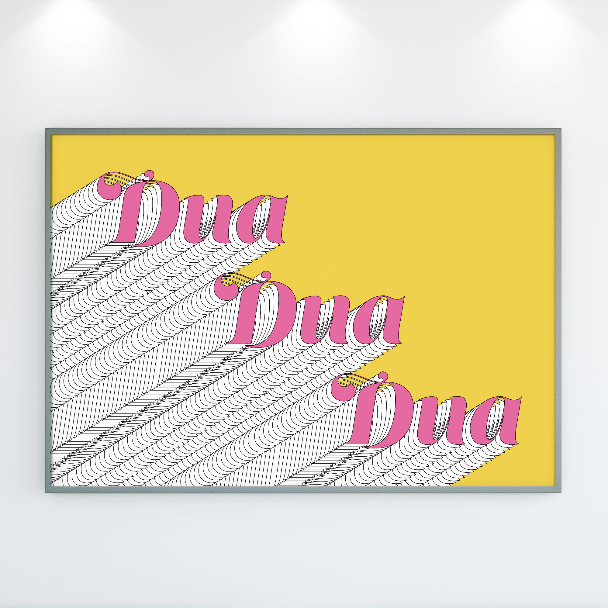 Dua Dua Dua Poster Fun Modern Wall Art Pink Yellow Girly - Etsy