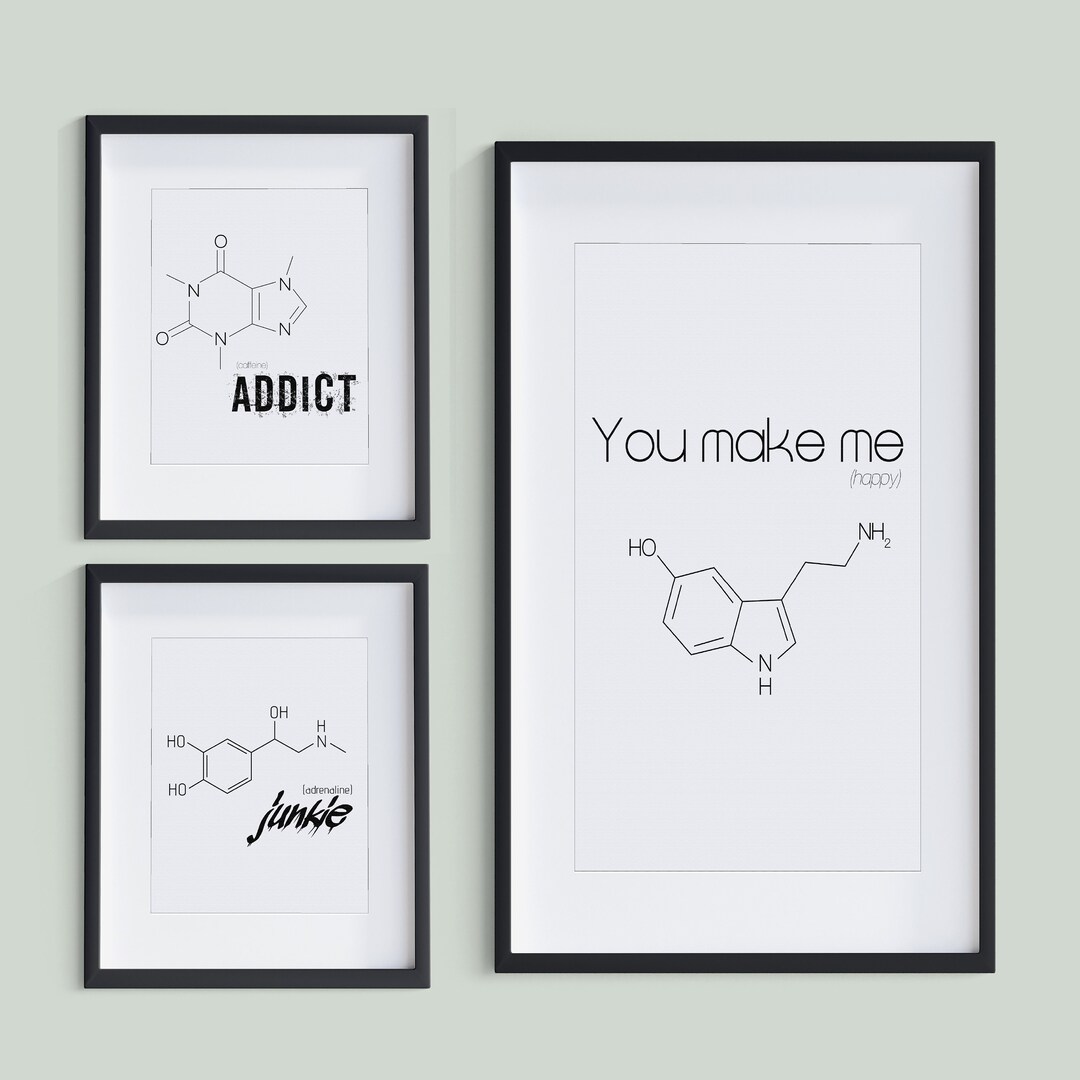 Bundle of 3 B&w Downloadable Chemistry Wall Prints,coffee Poster Print ...