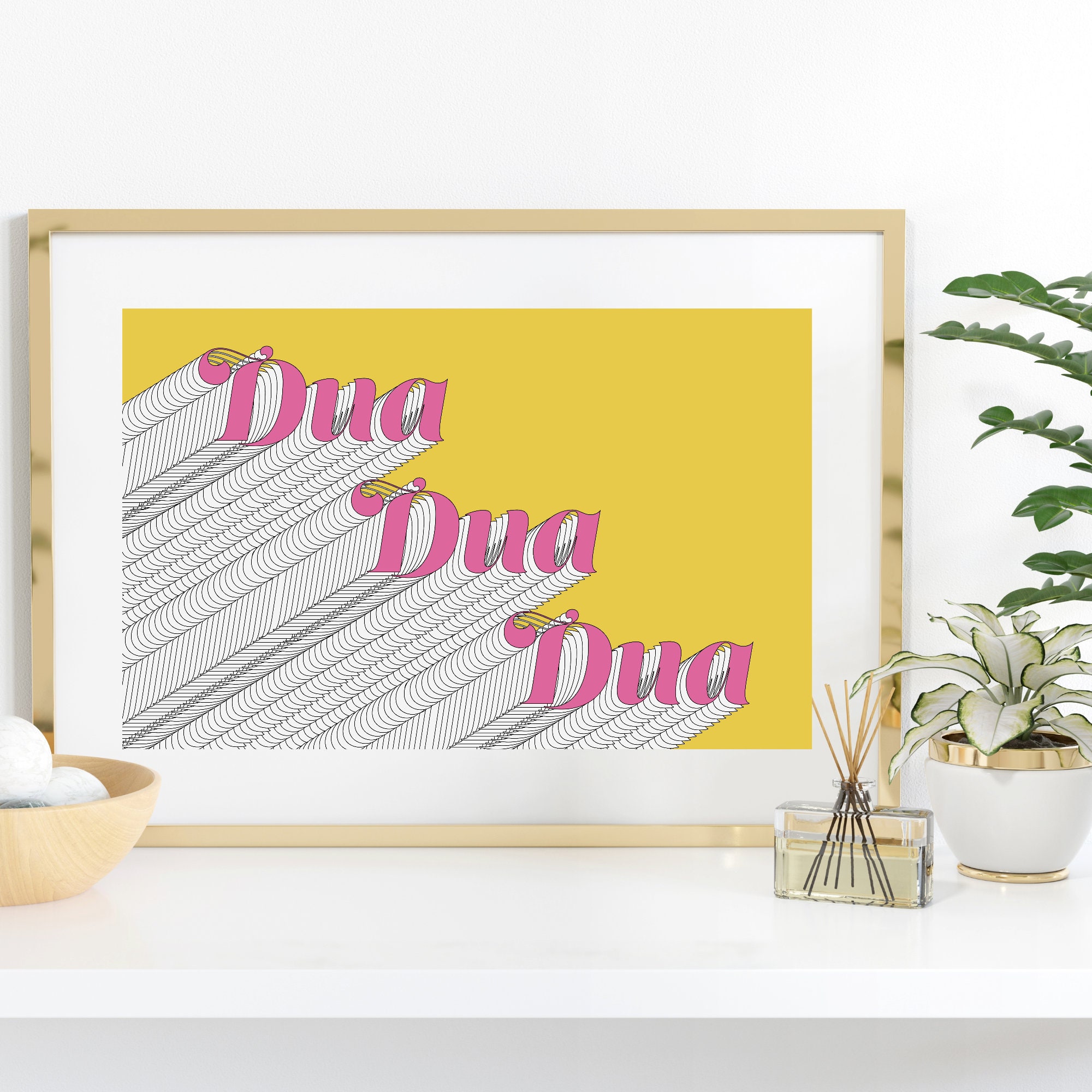 Dua Dua Dua Poster Fun Modern Wall Art Pink Yellow Girly - Etsy