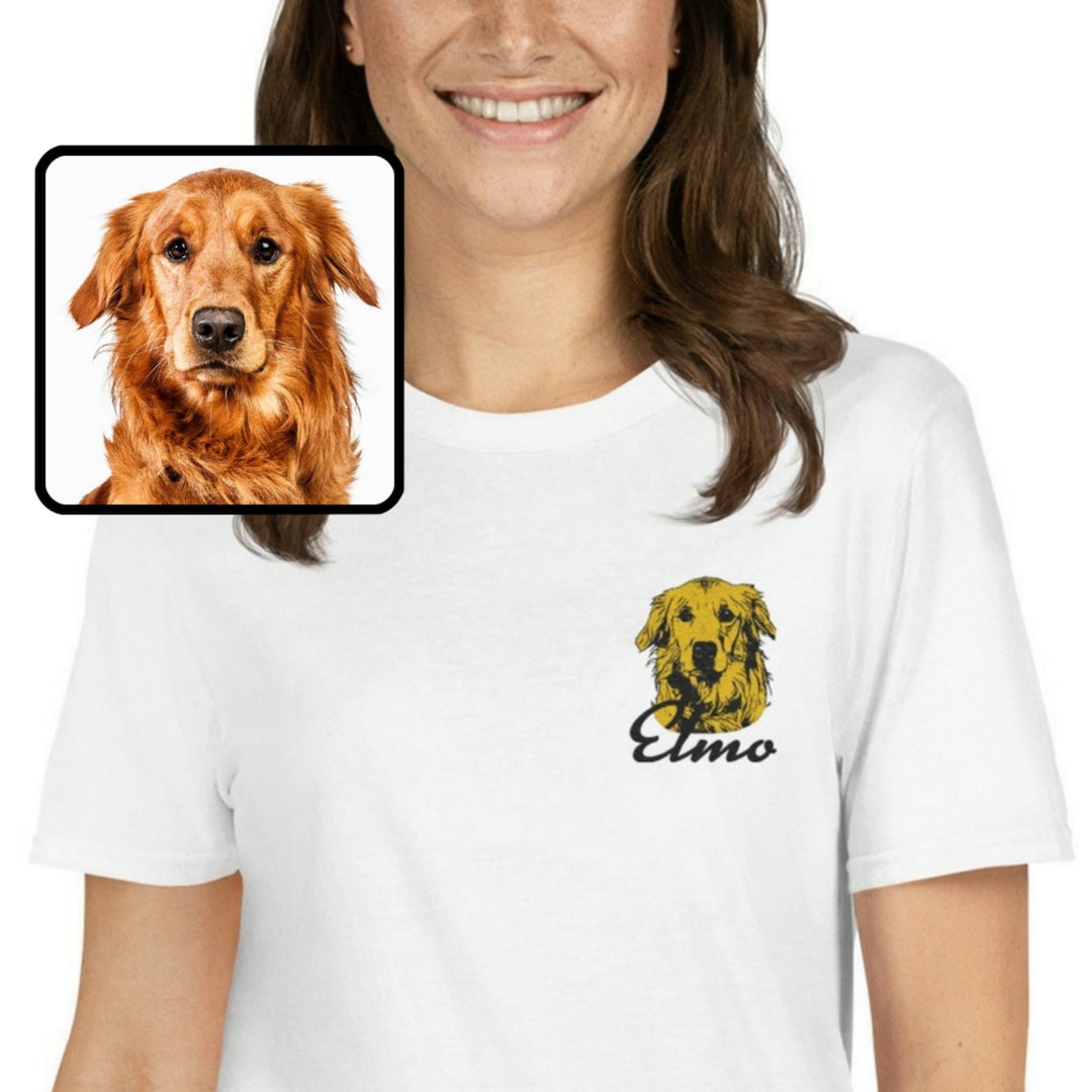 Embroidered Pet Tshirt Custom , Dog Face T Shirt,pet Embroidery Cotton Tee,pet Gifts,custom Dog ...