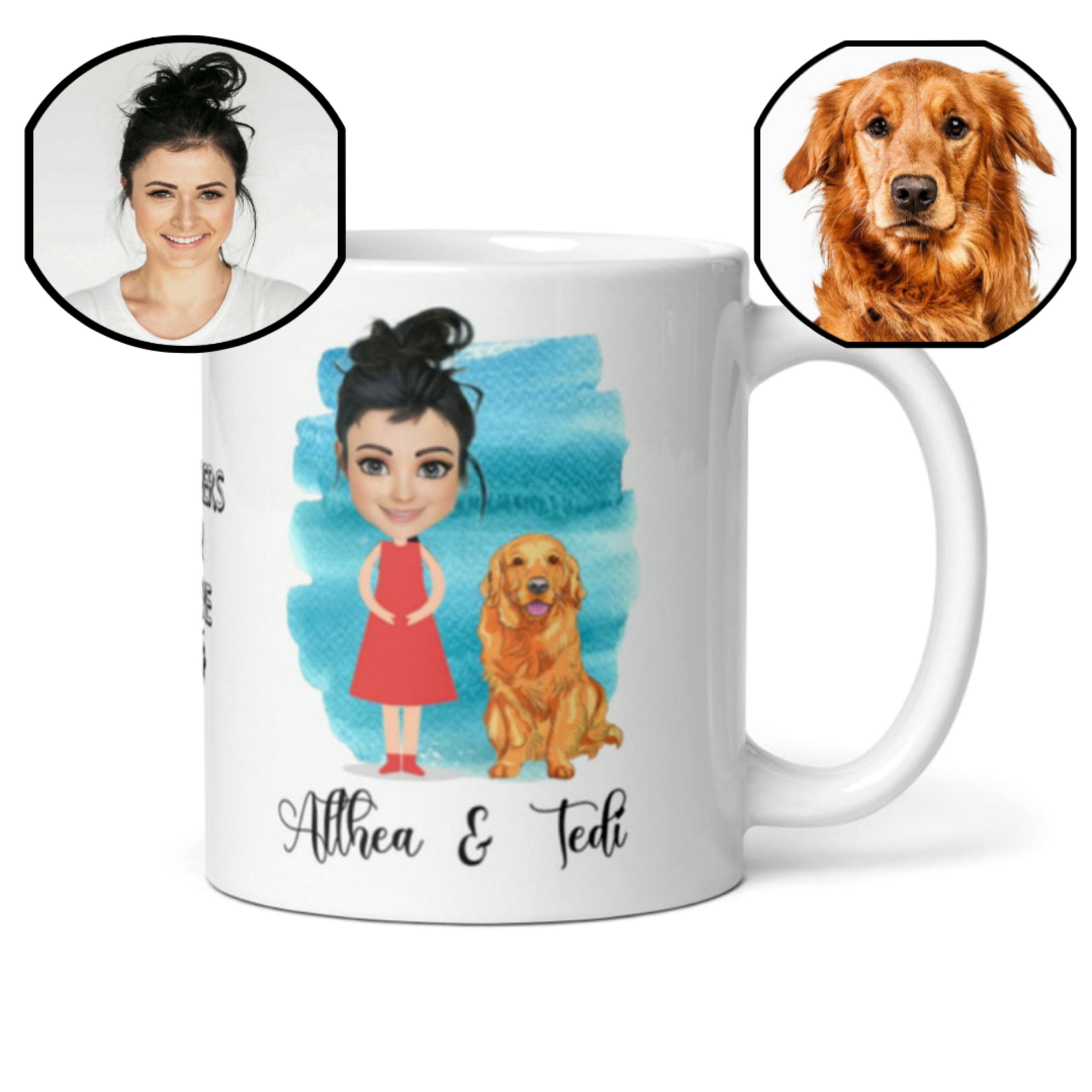 Owner and Pet Caricature Mug Custom |pet Owner Portrait|pet and Me ...