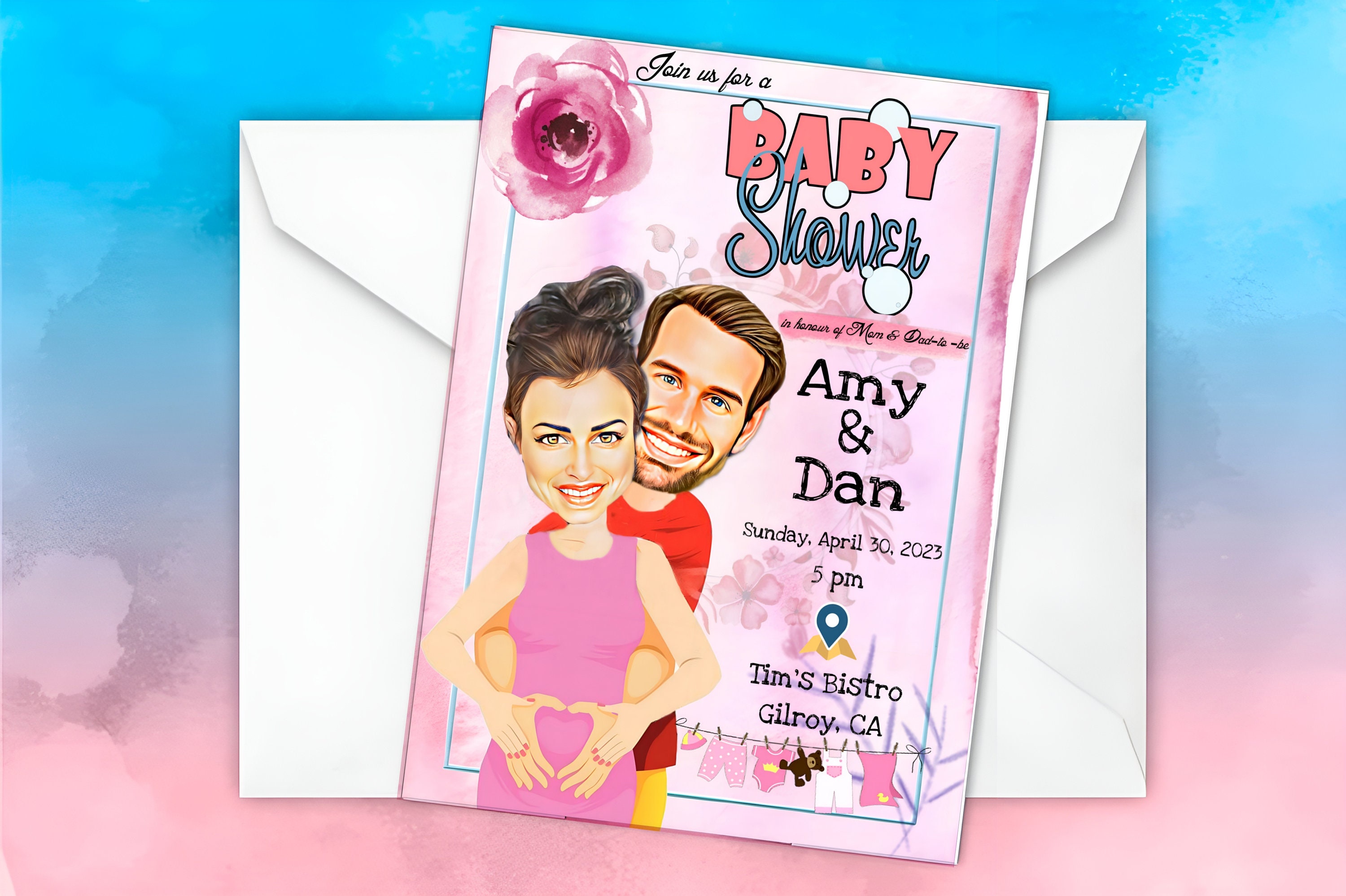 Caricature Baby Shower Invitationcartoon Baby Shower - Etsy