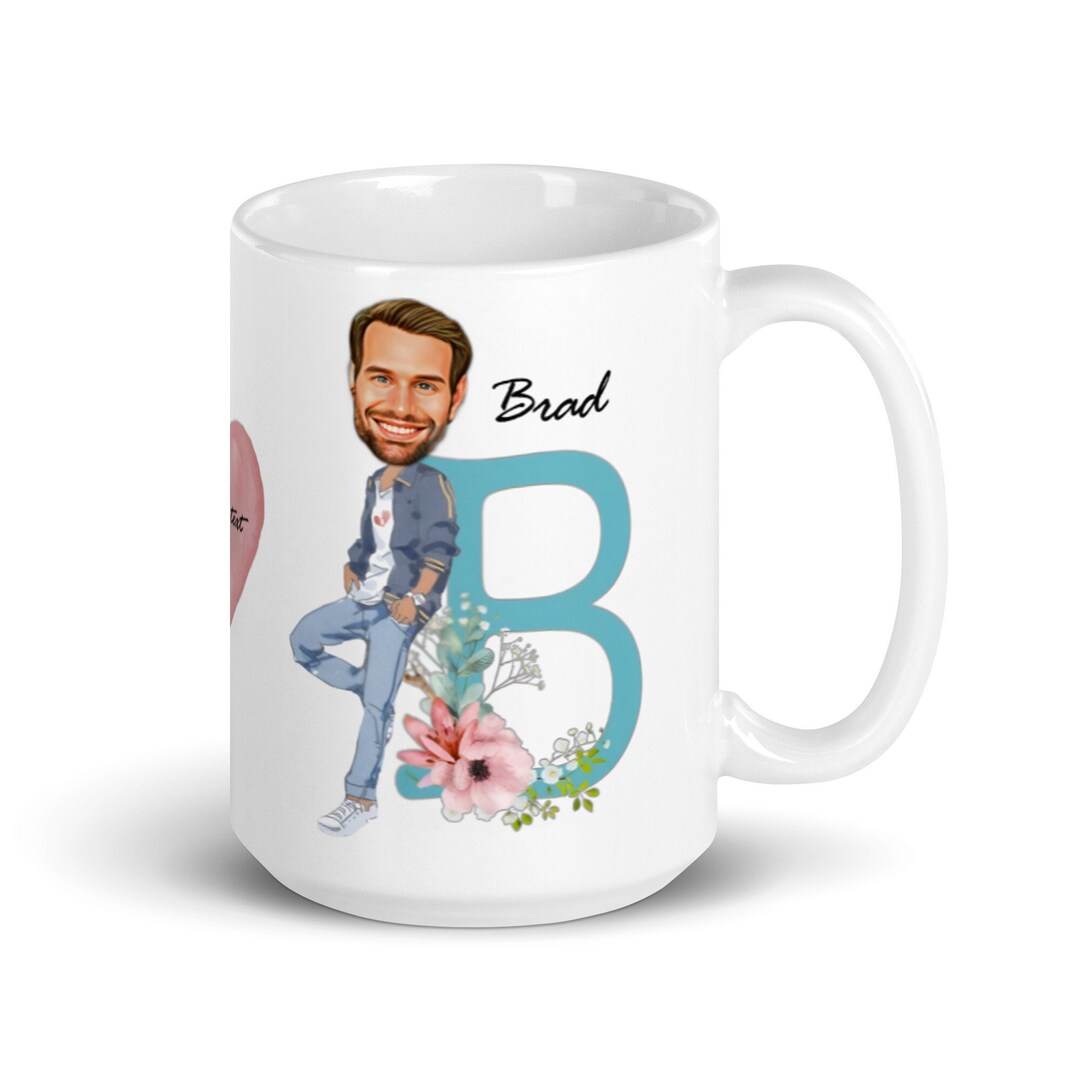 Custom Monogram Caricature Mug Unique Monogram Mug Cartoon - Etsy