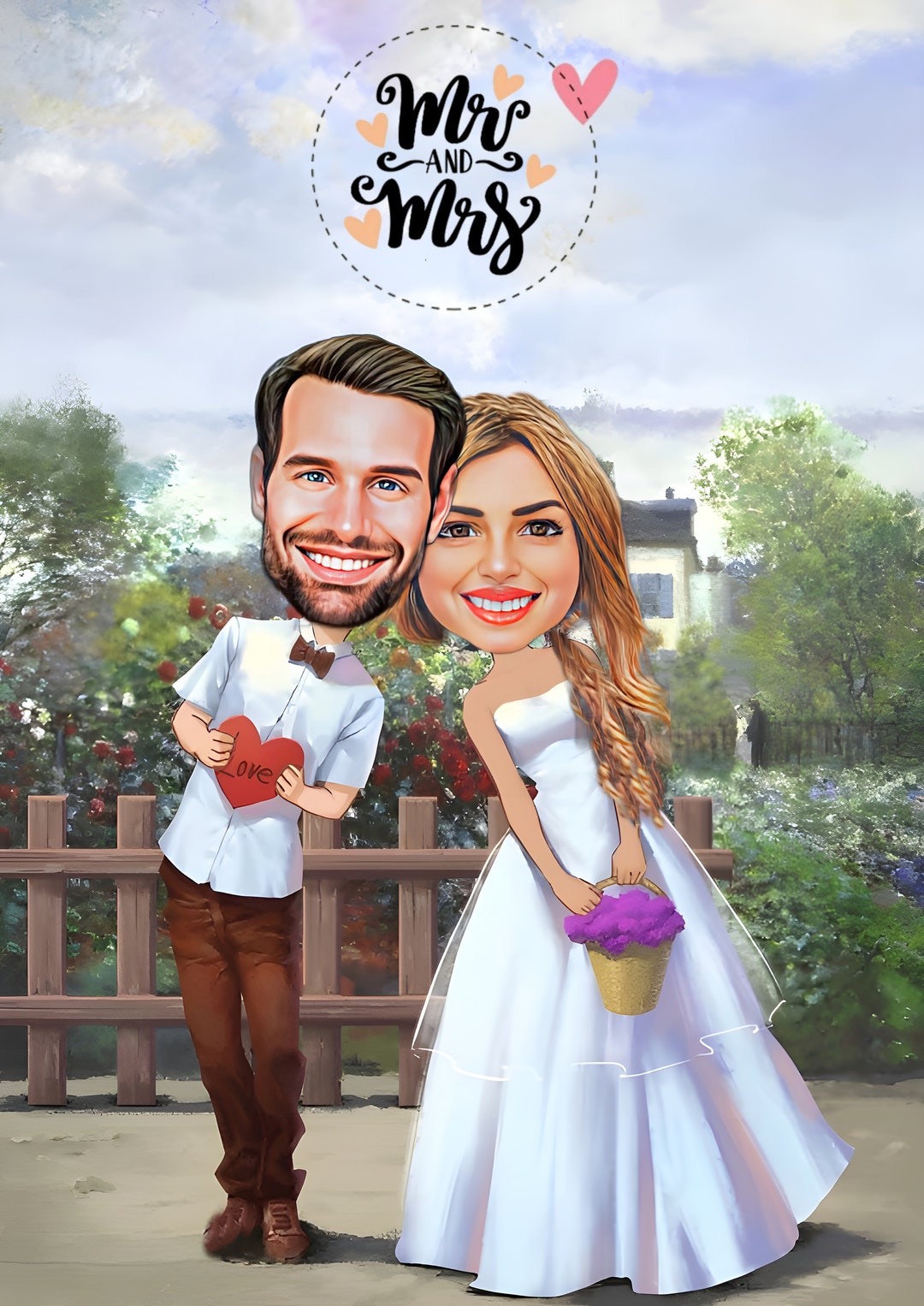 Custom Couple Caricature, Custom Couple Portrait, Caricature, Royal ...