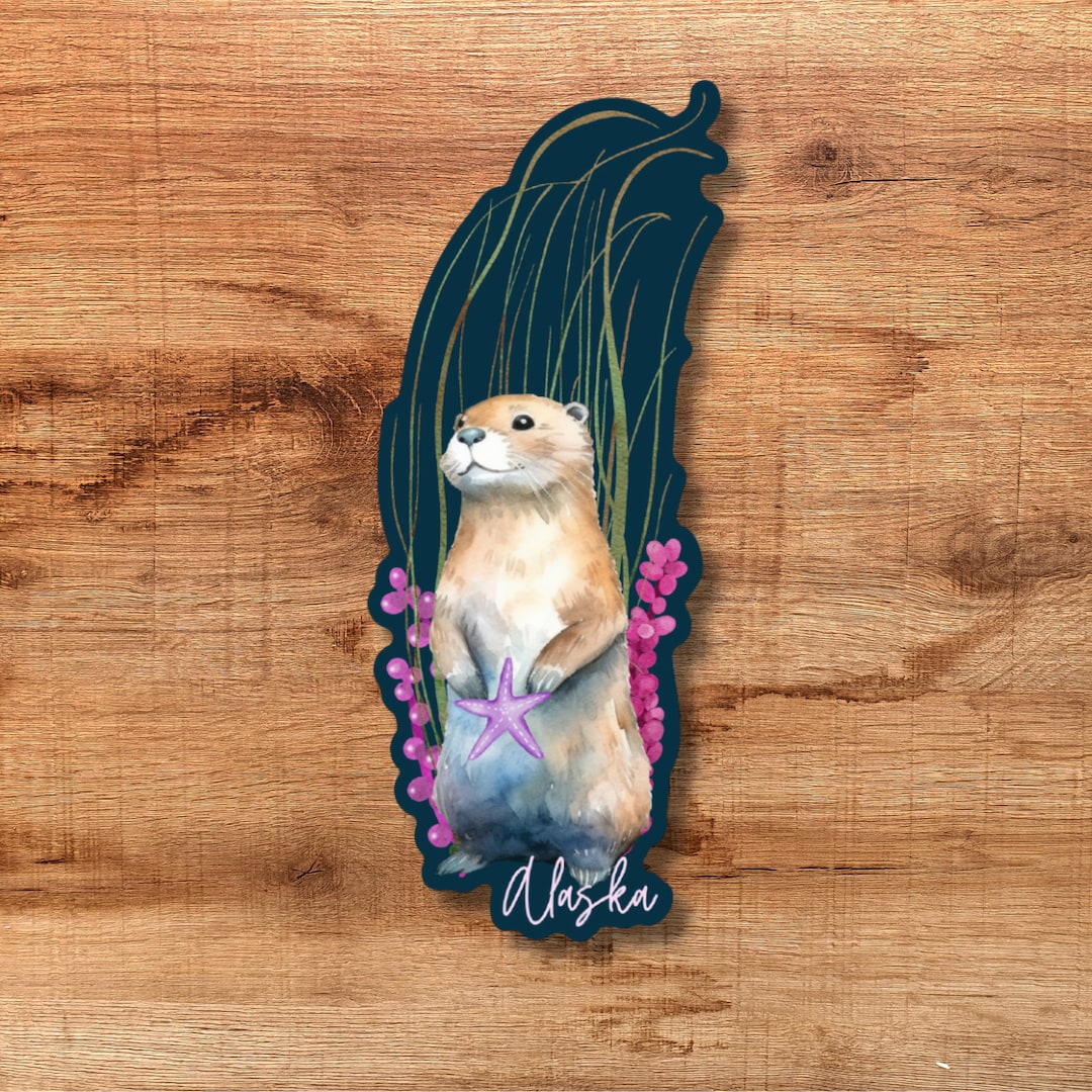 Pretty Seaweed Sea Otter Alaska Sticker With Starfish Vinyl Decal - Etsy