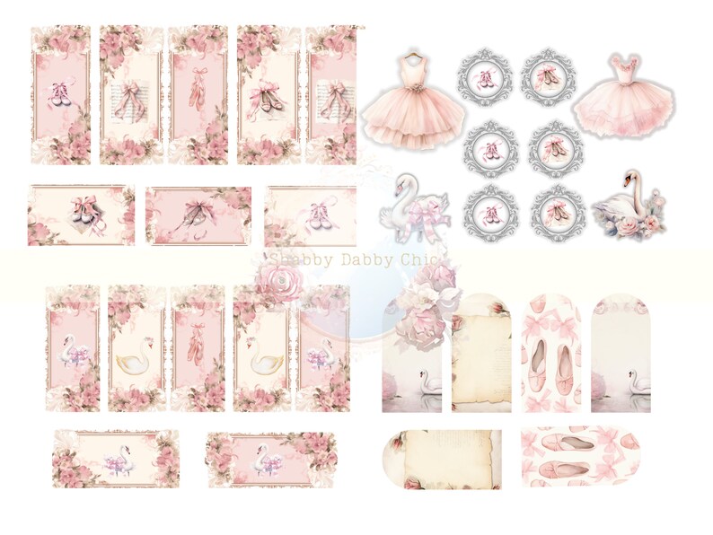 Ballet Junk Journal Kit Ephemera, Tags Cards, Bookmarks and More Swan ...