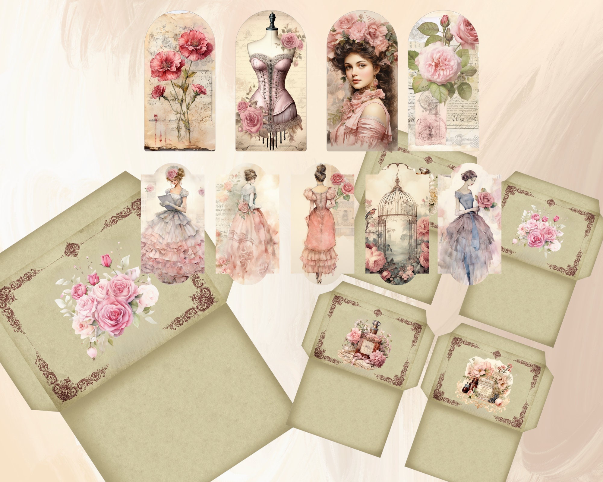 Shabby Chic Junk Journal Pages, Shabby Chic Junk Journal Kit, Shabby ...