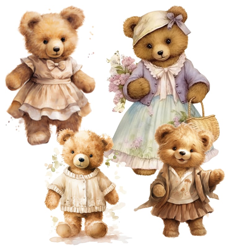 Vintage Teddy Bear Clipart Teddy Bear Picnic Digital Download, Retro ...