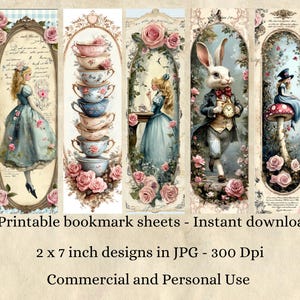 Alice in Wonderland Bookmarks Alice in Wonderland Digital Papers Alice ...