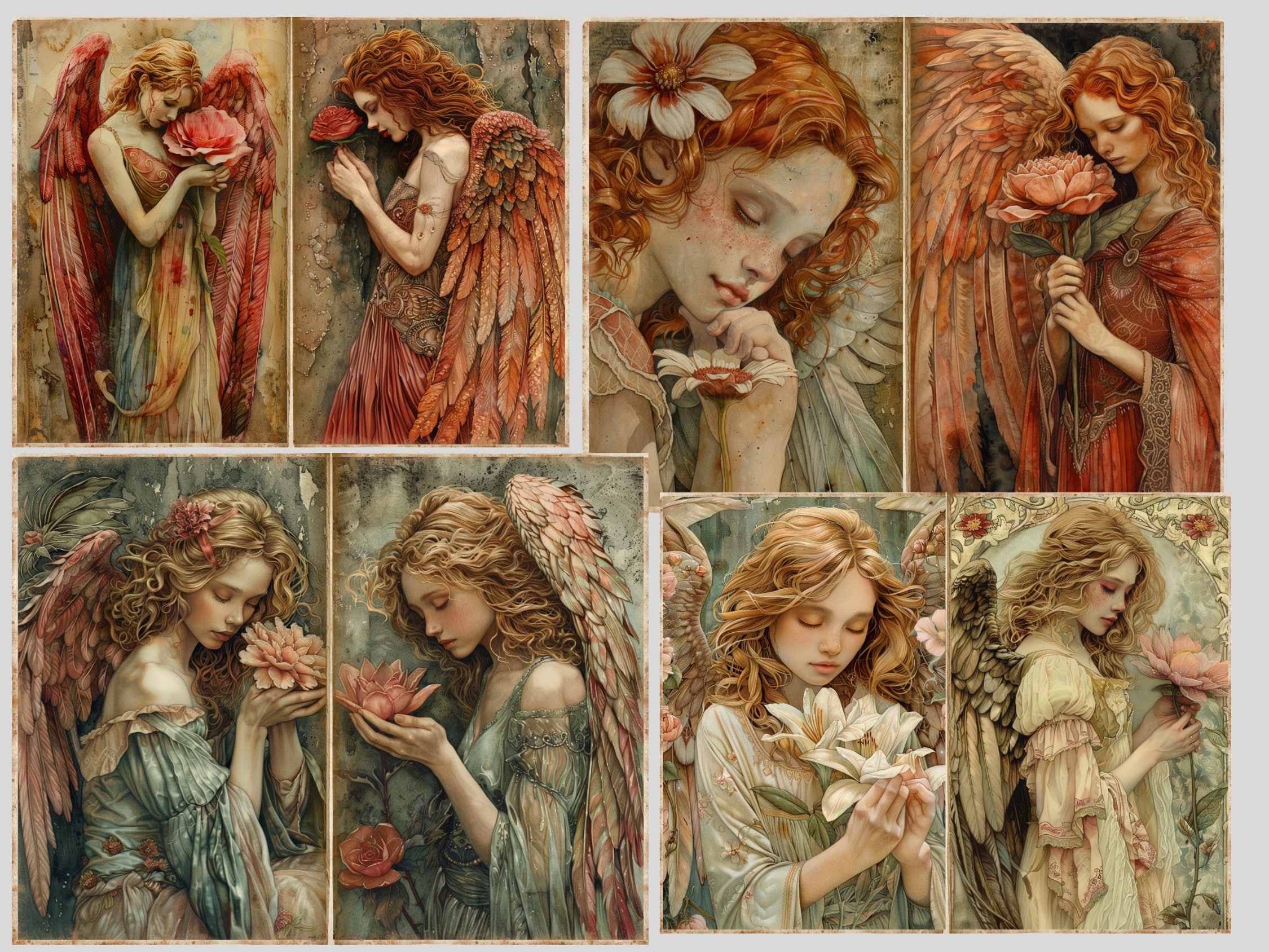 Vintage Angels Junk Journal Pages, Angels Digital Papers, Heavenly ...