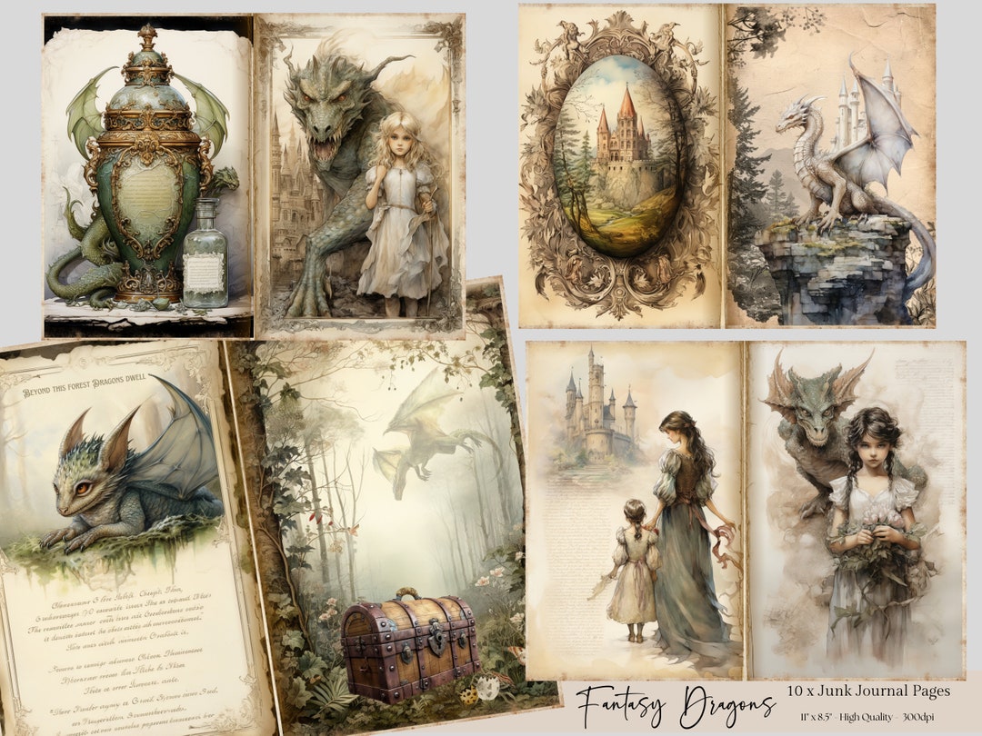 Dragon Junk Journal Kit, Dragon Printable Pages, Dragon Digital Paper ...