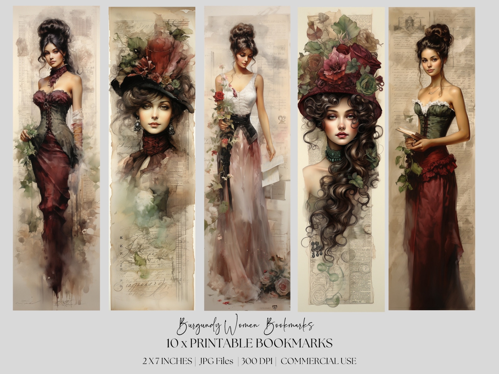 10 Victorian Women Bookmarks Victorian Women Printable Bookmarks ...