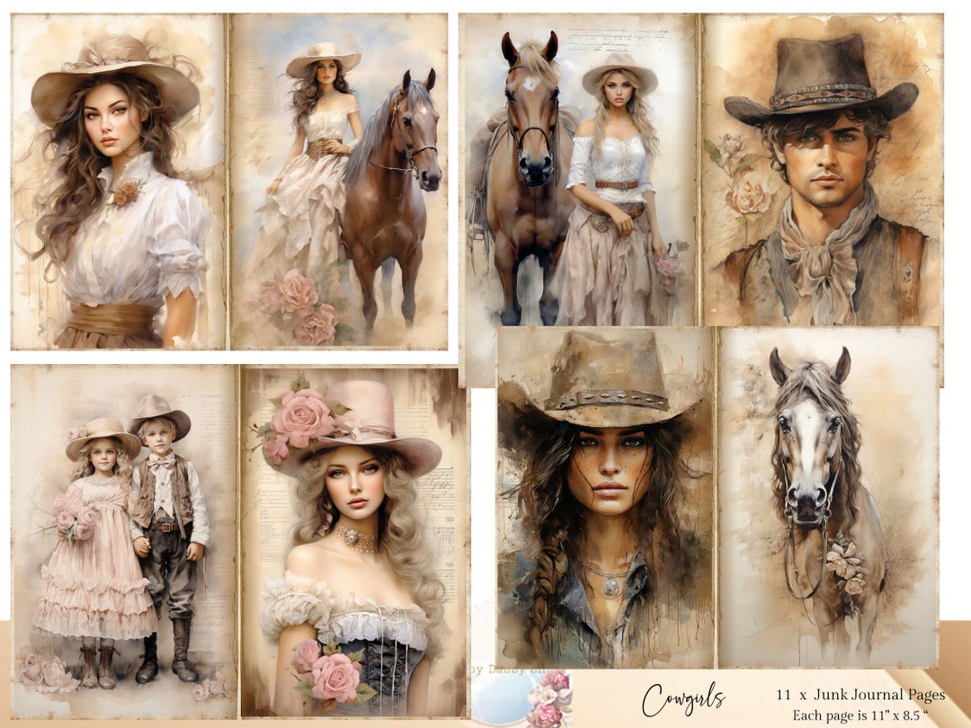 Wild West Junk Journal Pages, Cowgirls Junk Journal, Wild West Collage ...