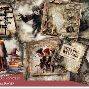 Wizarding School Junk Journal Paper, 20 Wizard Printable Ephemera ...