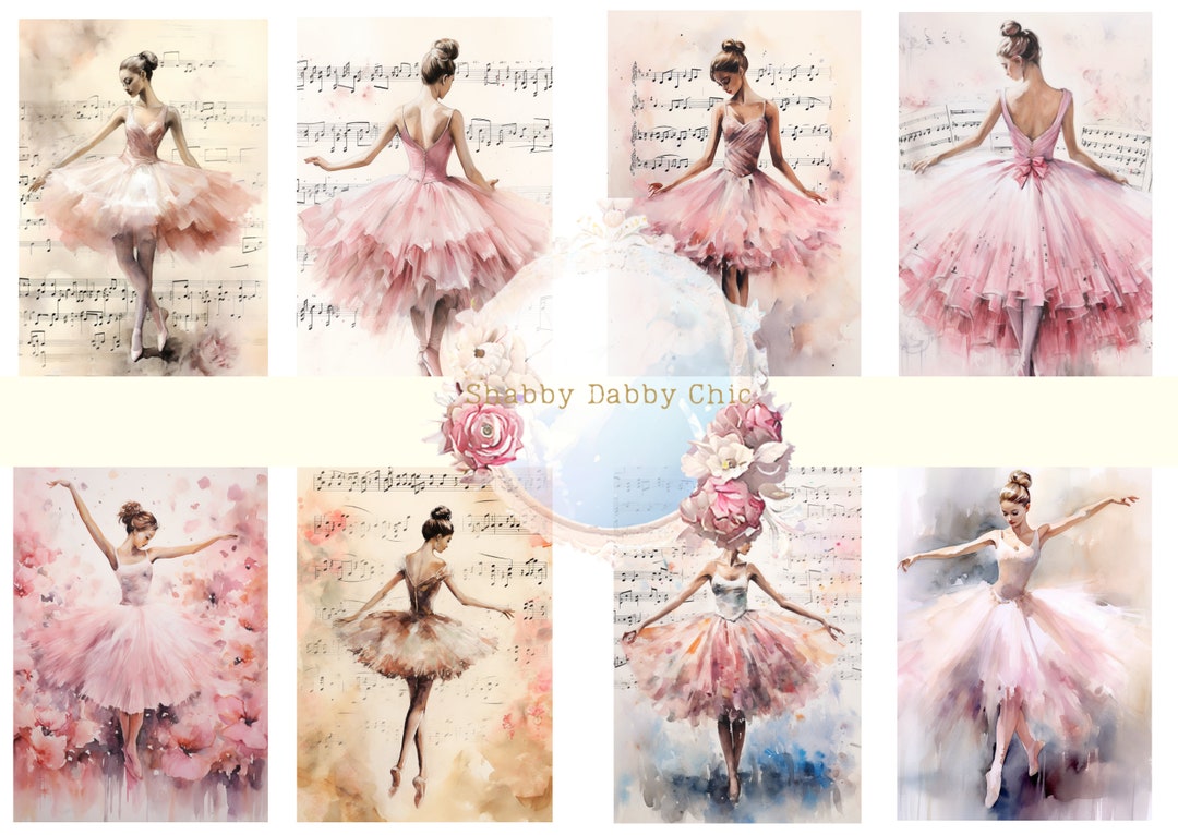 Ballerina Girls Printable Cards Junk Journal Ephemera, Tags ...