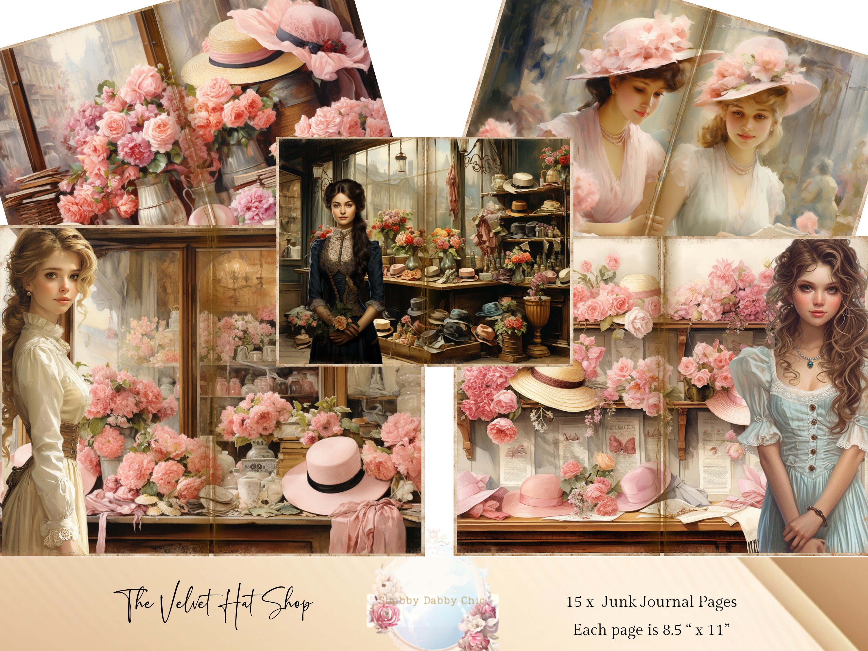 Victorian Women Junk Journal Pages, Victorian Hat Shop Junk Journal ...