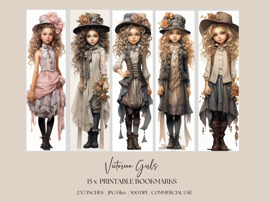 15 Victorian Girls Bookmarks,victorian Printable Bookmarks, Victorian ...