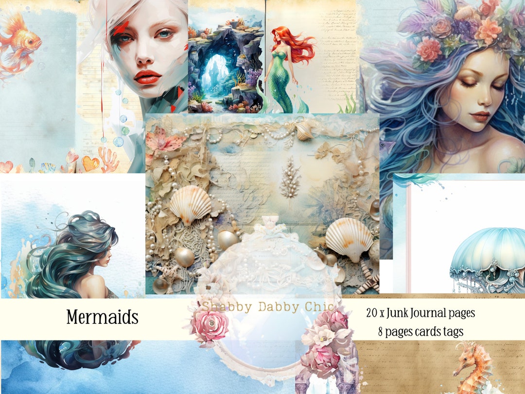 Mermaids Digital Junk Journal Kit Underwater Collage Printable Mermaid ...