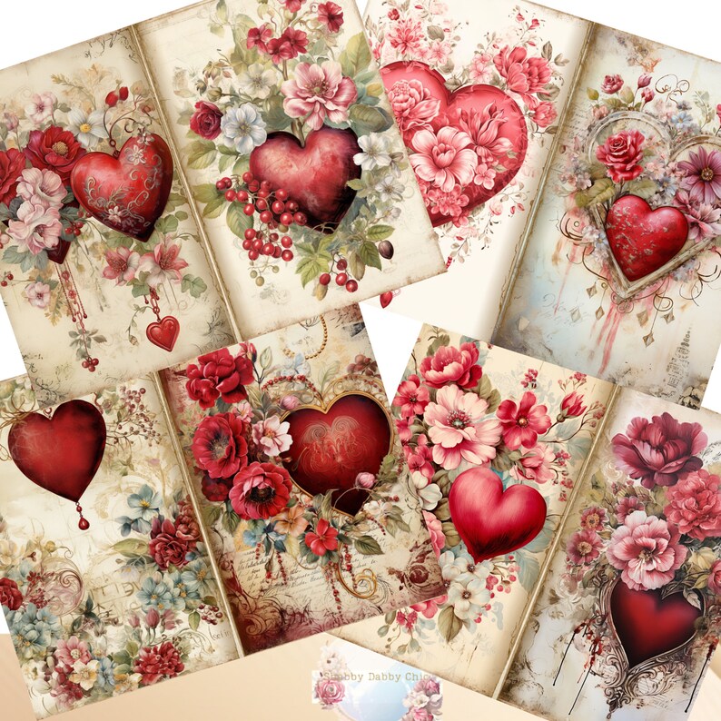 Valentine Day Papers Two, Valentine's Day Papers Collage Printable Junk ...