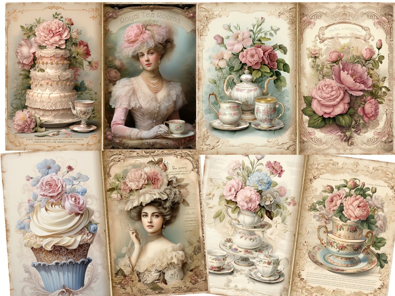 Vintage Tea Junk Journal Printable Pages, Afternoon Tea Junk Journal ...