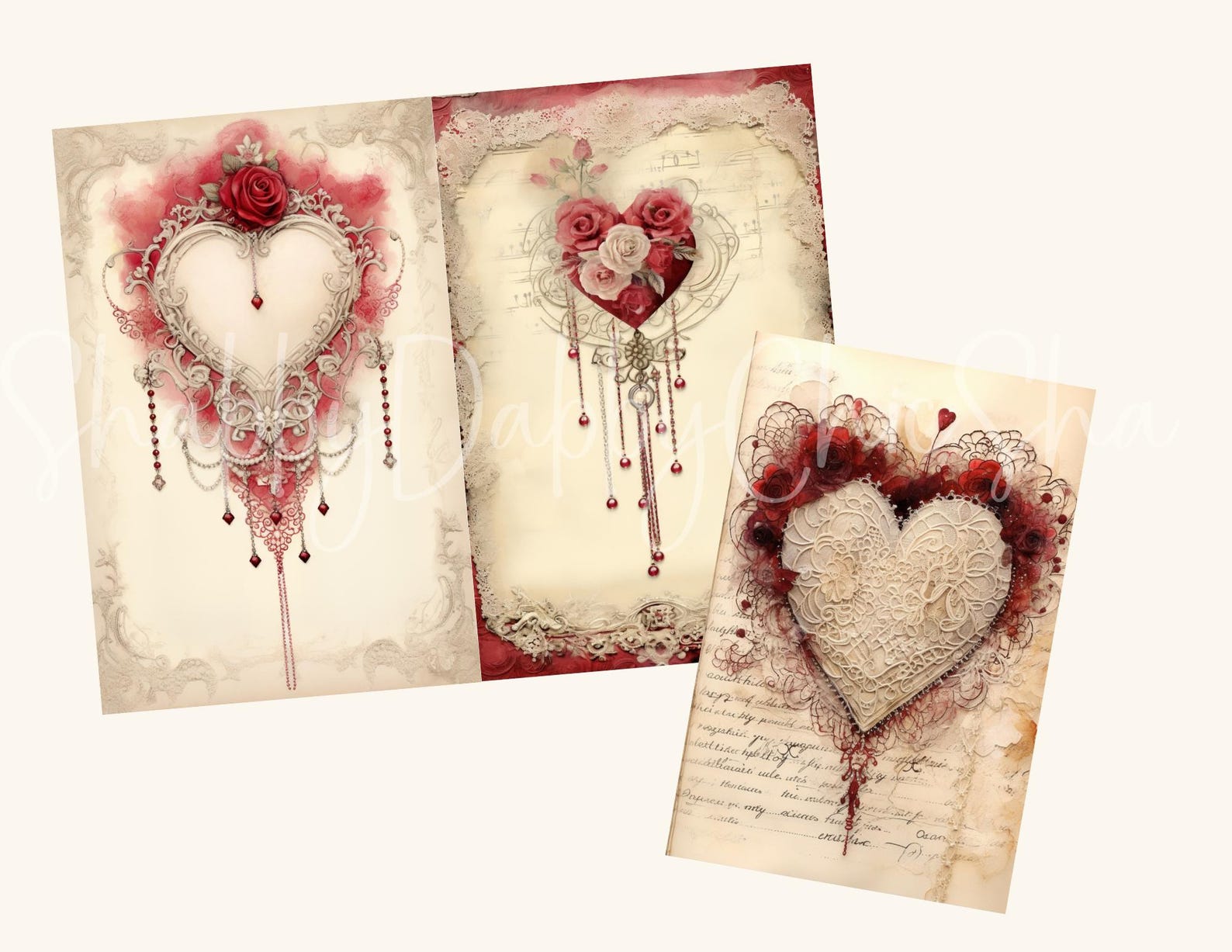 Vintage Valentine Junk Journal Pages: Digital Download and Commercial ...