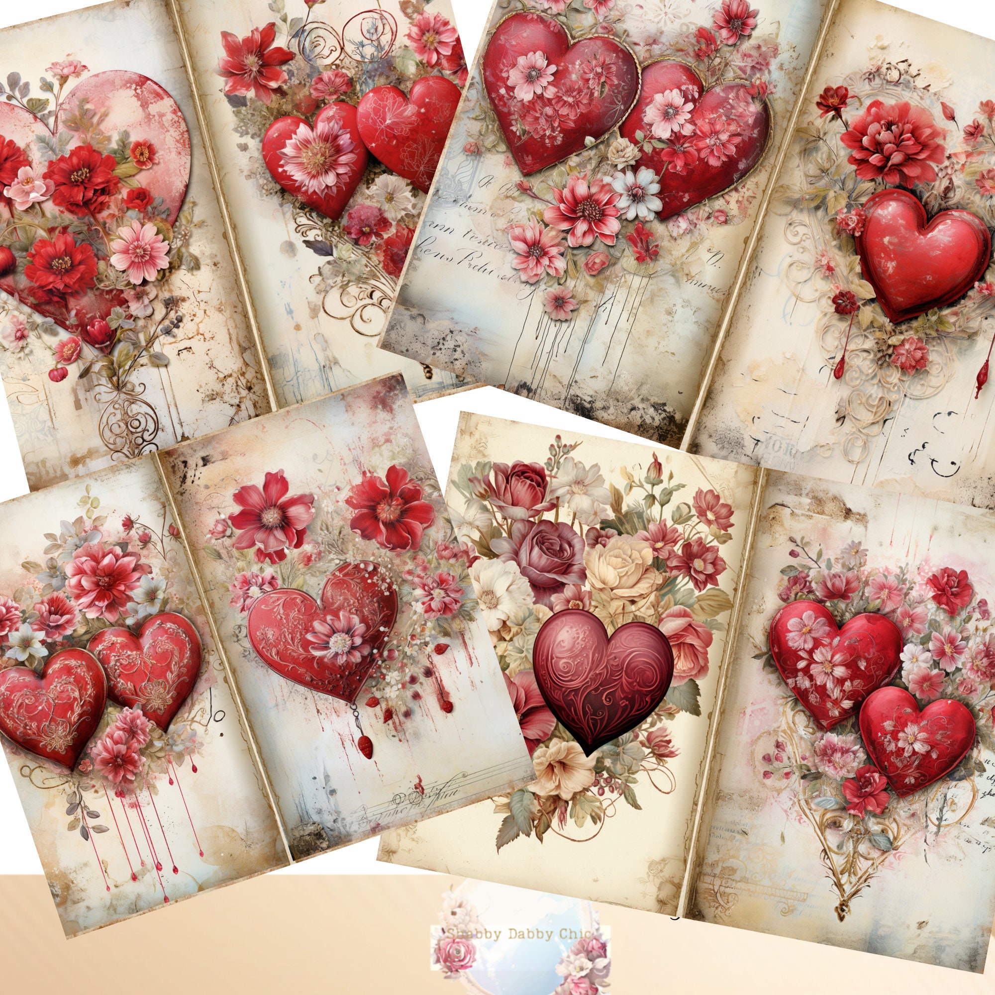Valentine Day Papers Two, Valentine's Day Papers Collage Printable Junk ...