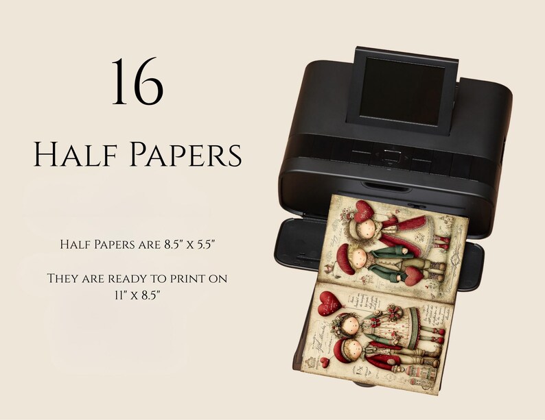 Vintage Valentine, 16 Kids in Love Half Pages Valentine Printable ...