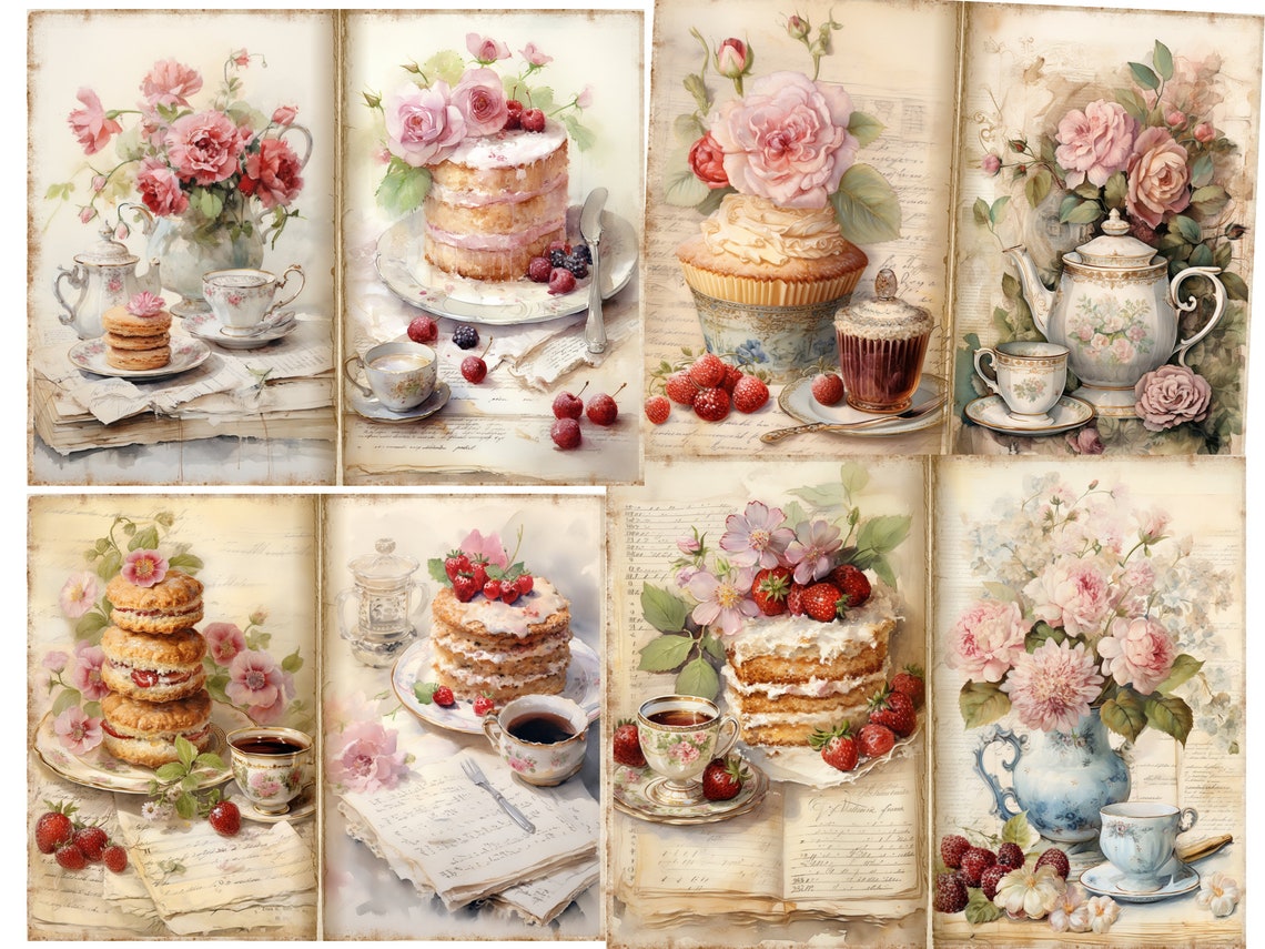 Vintage Tea Junk Journal Printable Pages, Afternoon Tea Junk Journal ...