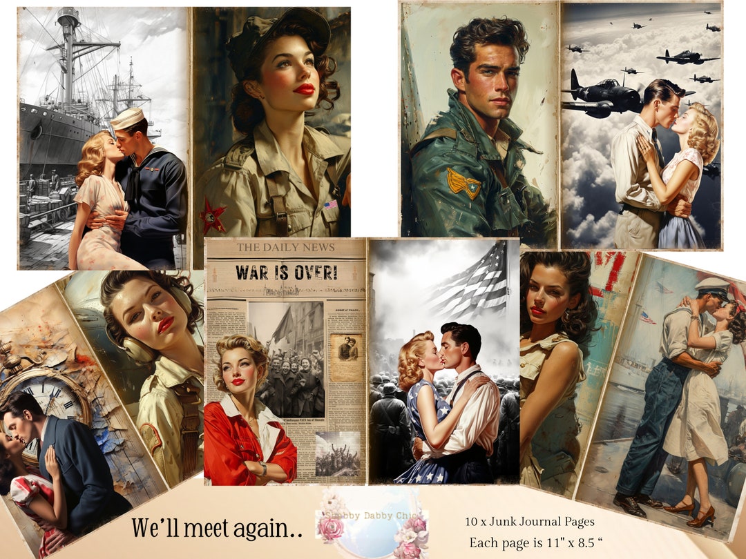 War Junk Journal Pages, Vintage Junk Journal World War Collage Sheet ...