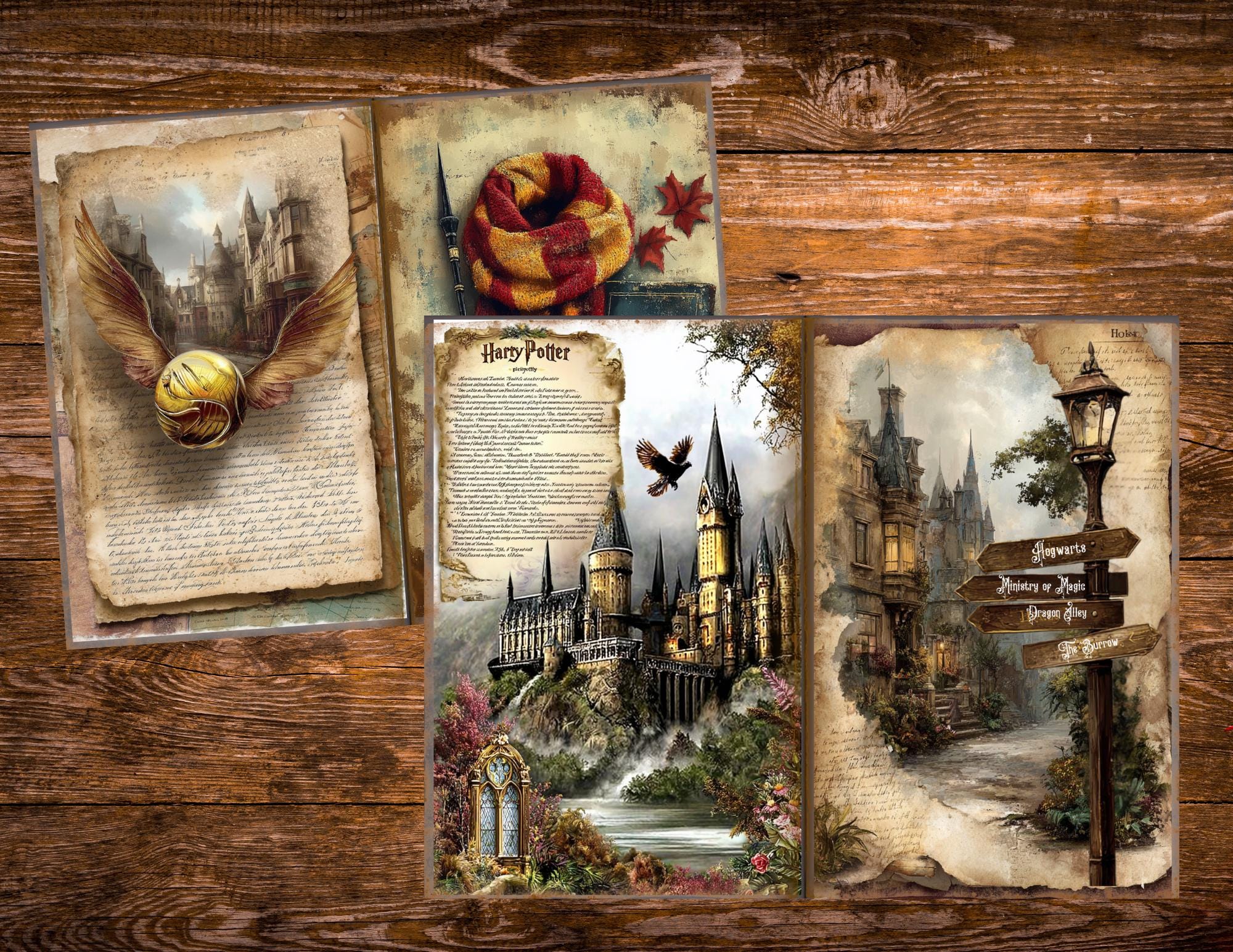 Wizarding School Junk Journal Paper, Wizard Printable Ephemera, Vintage ...