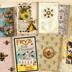 Bees Junk Journal, Honey Bees Junk Journal, Bees Collage Sheet, Bees Ephemera, Whimsical Doll ...