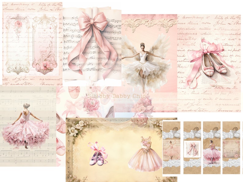 Ballet Junk Journal Kit Ephemera, Tags Cards, Bookmarks and More Swan ...
