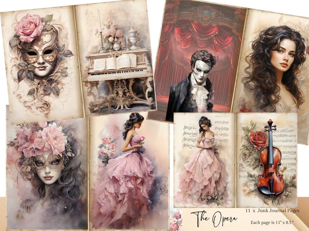 Opera Fantasy Junk Journal Mixed Media Art, Scrapbooking Paper ...