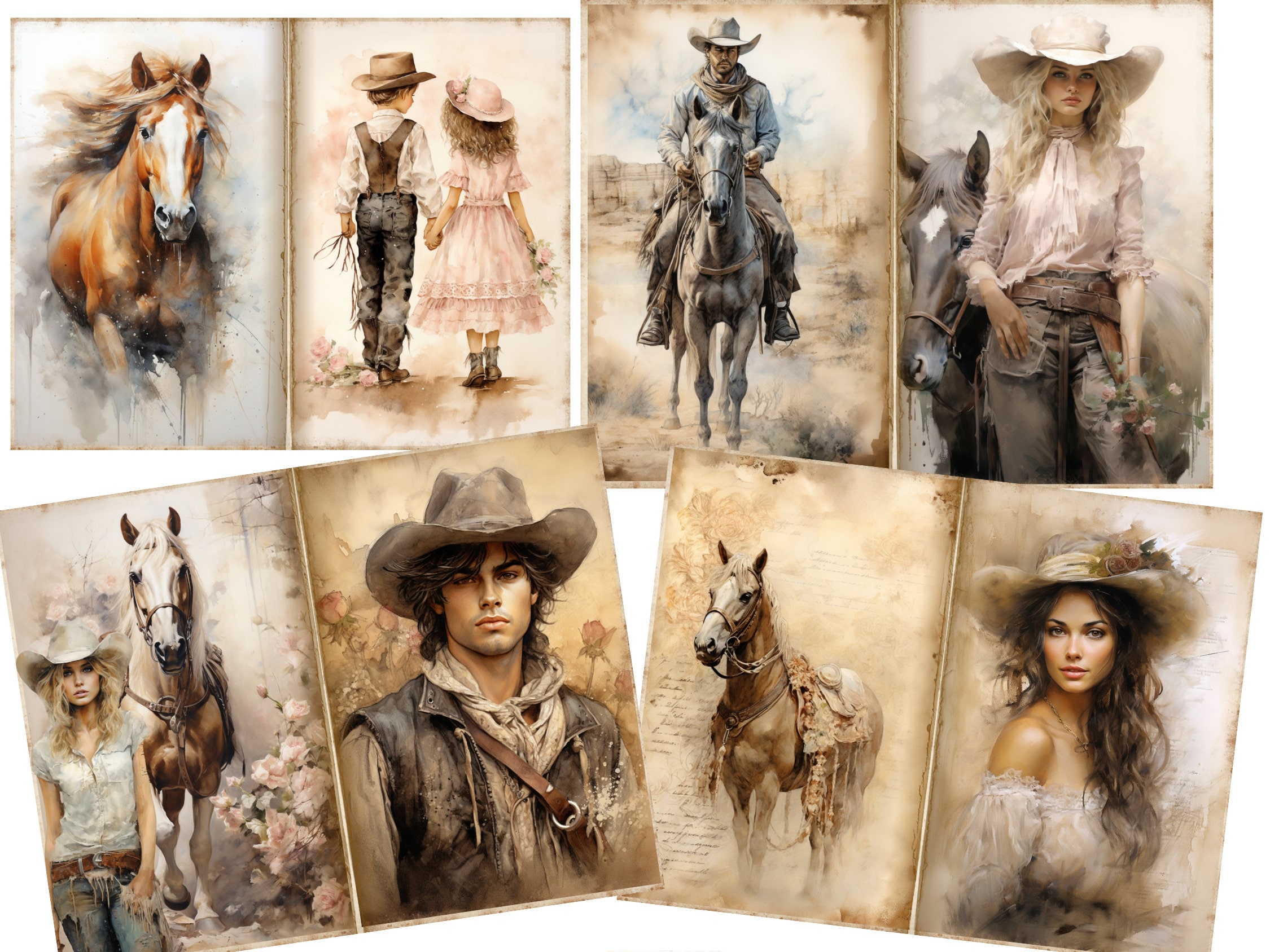 Wild West Junk Journal Pages, Cowgirls Junk Journal, Wild West Collage ...