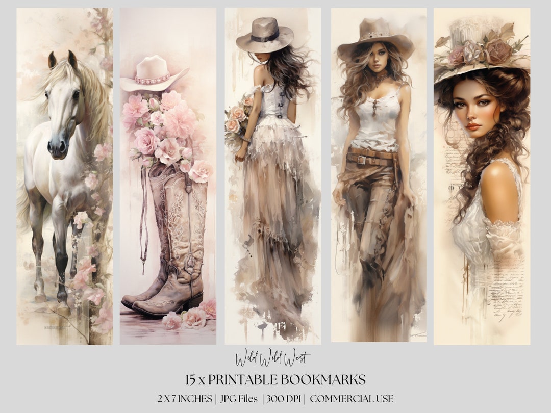 15 Wild West Bookmarks Bookmarks, Cowgirls Printable Bookmarks, Cowboys ...