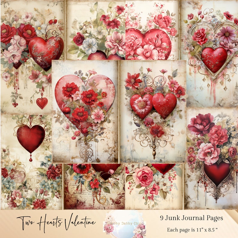 Valentine Day Papers Two, Valentine's Day Papers Collage Printable Junk ...