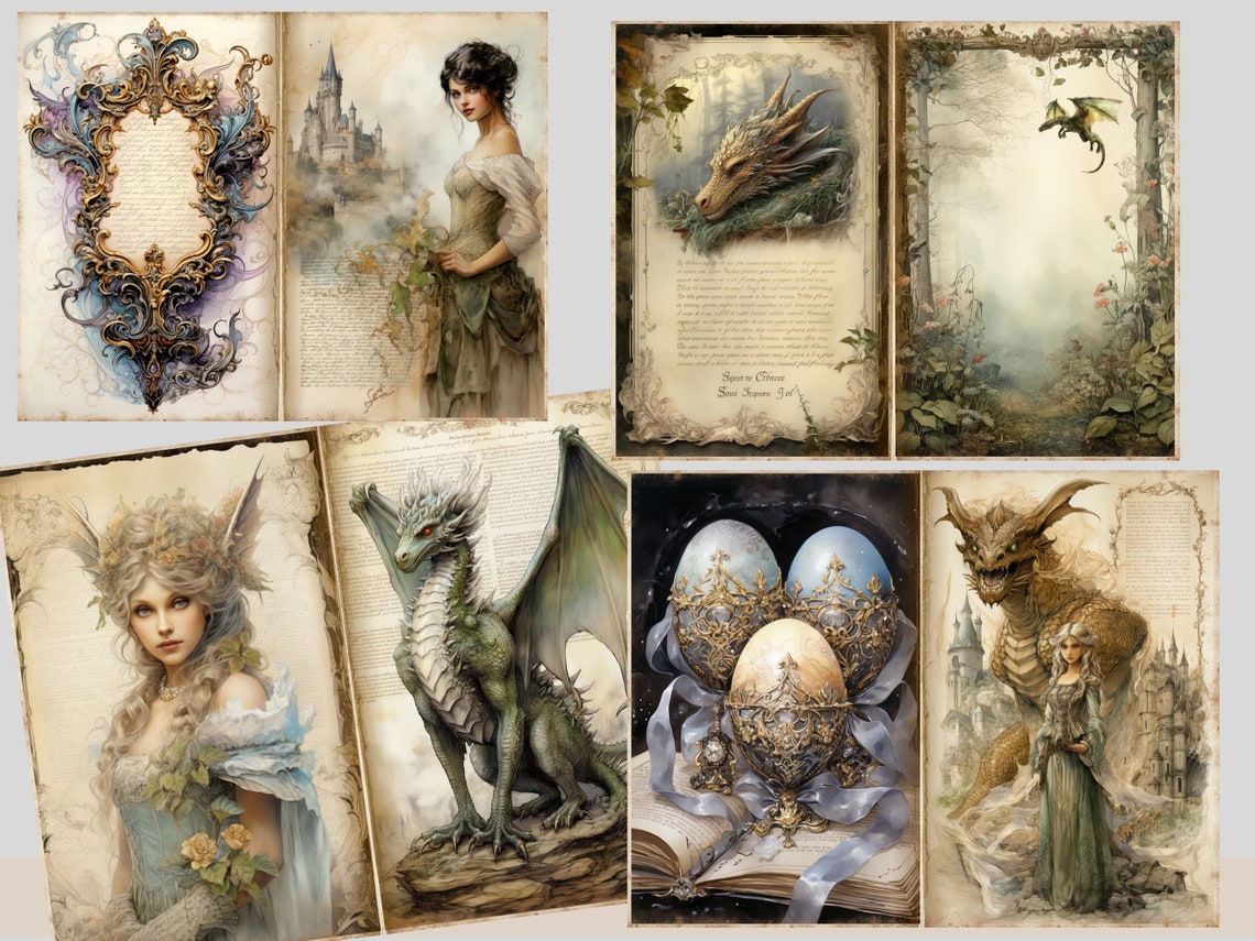 Dragon Junk Journal Kit, Dragon Printable Pages, Dragon Digital Paper ...