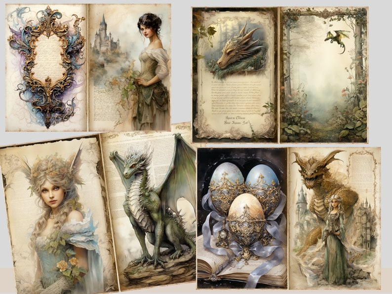 Dragon Junk Journal Kit, Dragon Printable Pages, Dragon Digital Paper ...