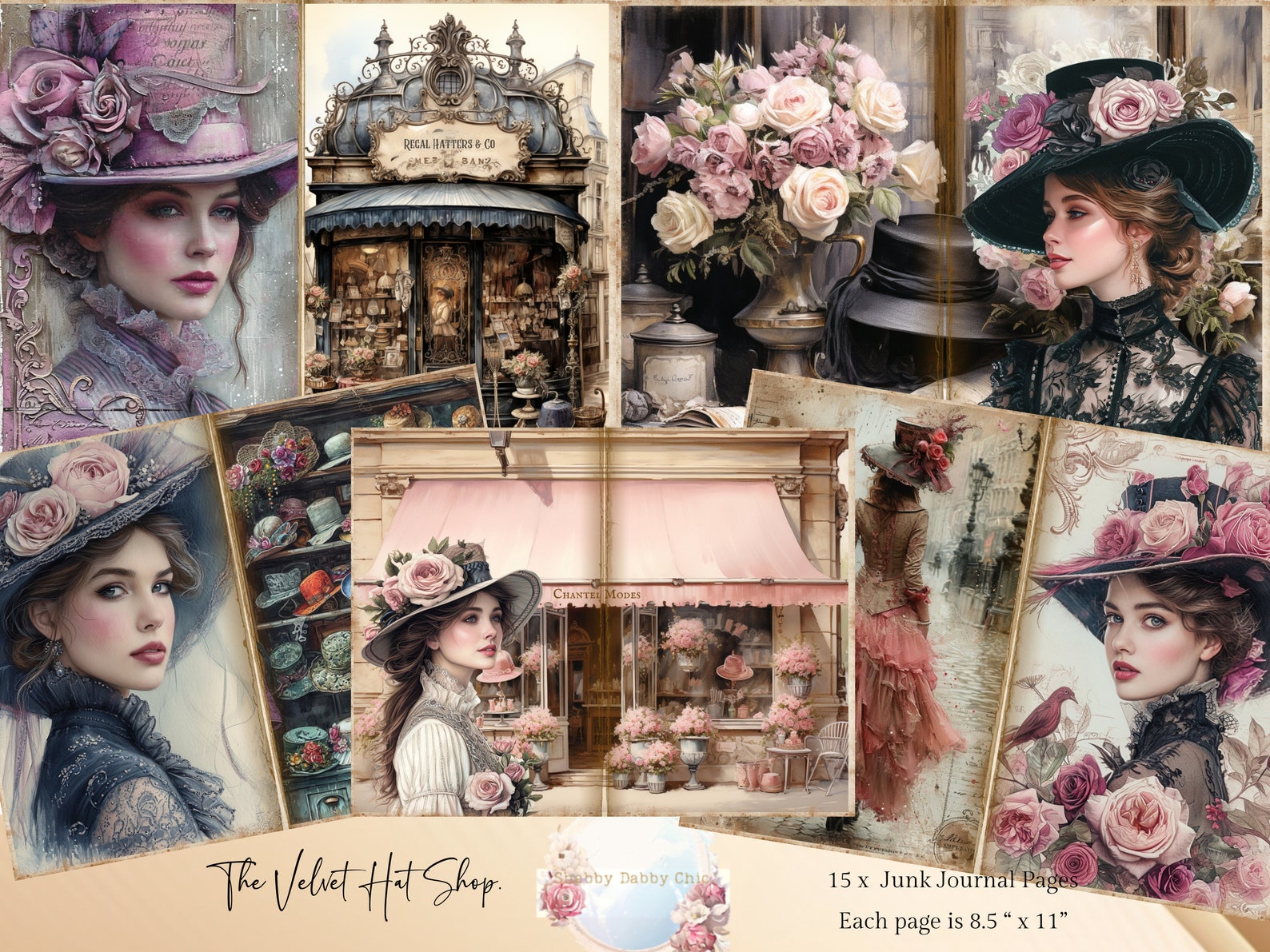 Victorian Women Junk Journal Pages, Victorian Hat Shop Junk Journal ...