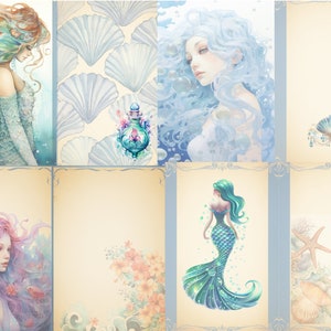Mermaid Junk Journal Paper Ephemera Mermaid Digital Paper, Printable ...