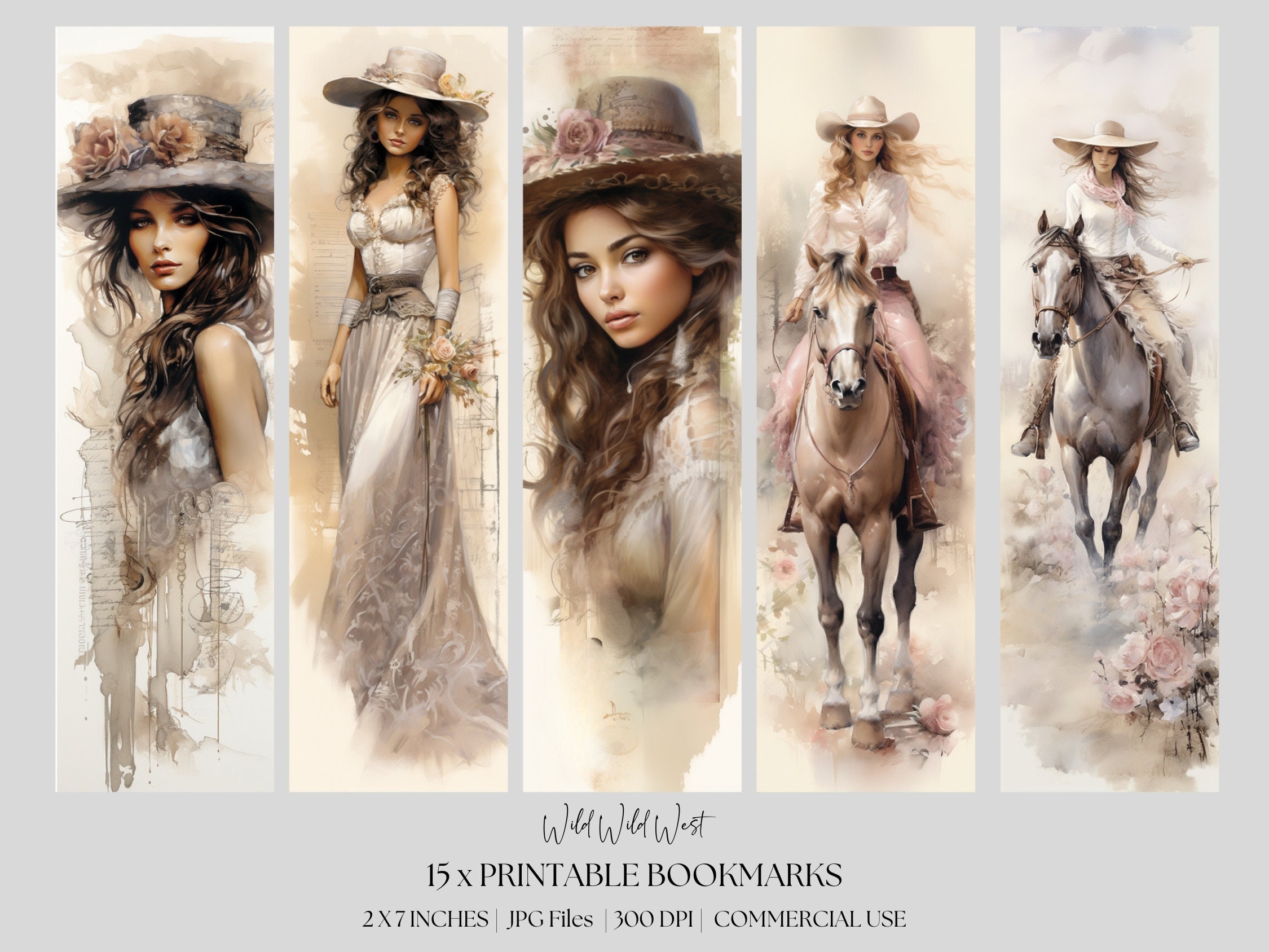 15 Wild West Bookmarks Bookmarks, Cowgirls Printable Bookmarks, Cowboys ...