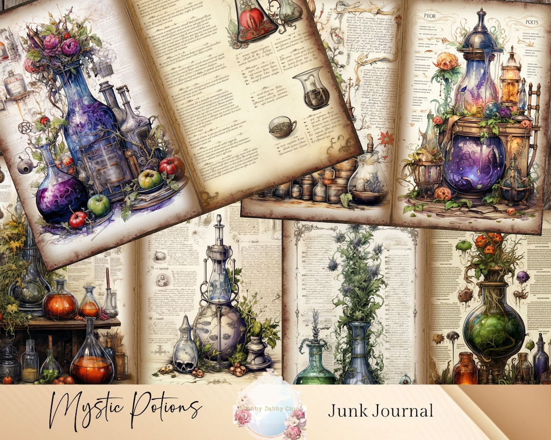 Mystic Potion Junk Journal Pages, Scrapbook Pages, Vintage Ephemera ...