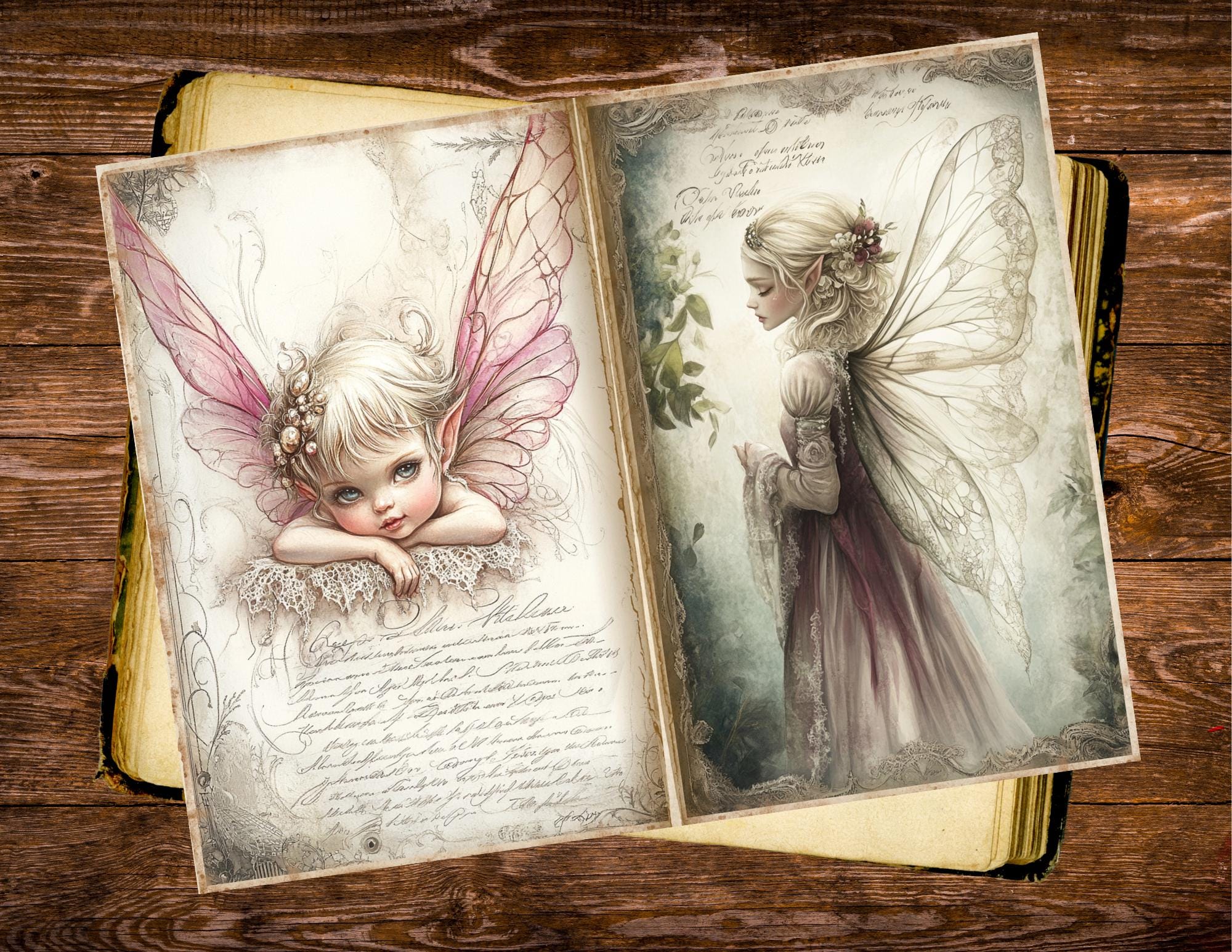 Fairies Junk Journal Pages Fairy Collage Printables, Digital Fairy ...