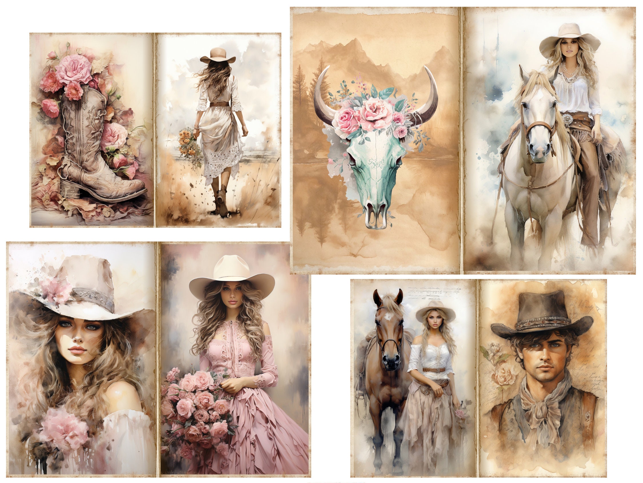Wild West Junk Journal Pages, Cowgirls Junk Journal, Wild West Collage ...