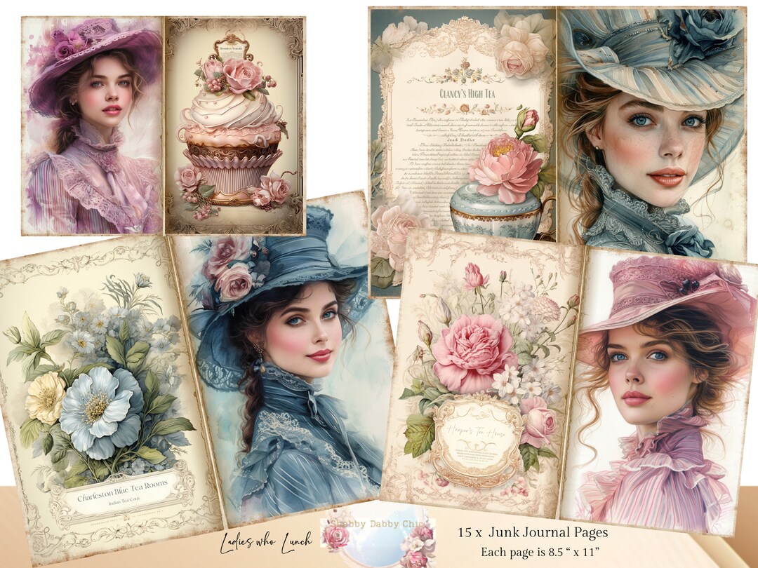 Vintage Tea Junk Journal Printable Pages, Afternoon Tea Junk Journal ...