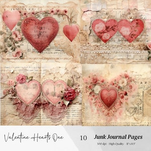 Valentine's Day Papers Collage Printable Junk Journal, Valentine Junk ...